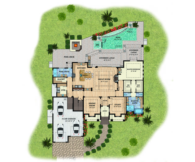 Three Palms House Plan | Naples Florida | House Plans